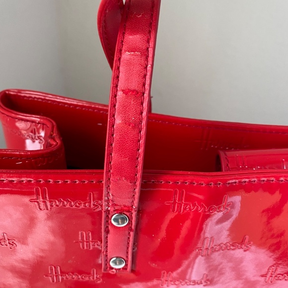 Harrods | Bags | Harrods Tote Red Vinyl | Poshmark